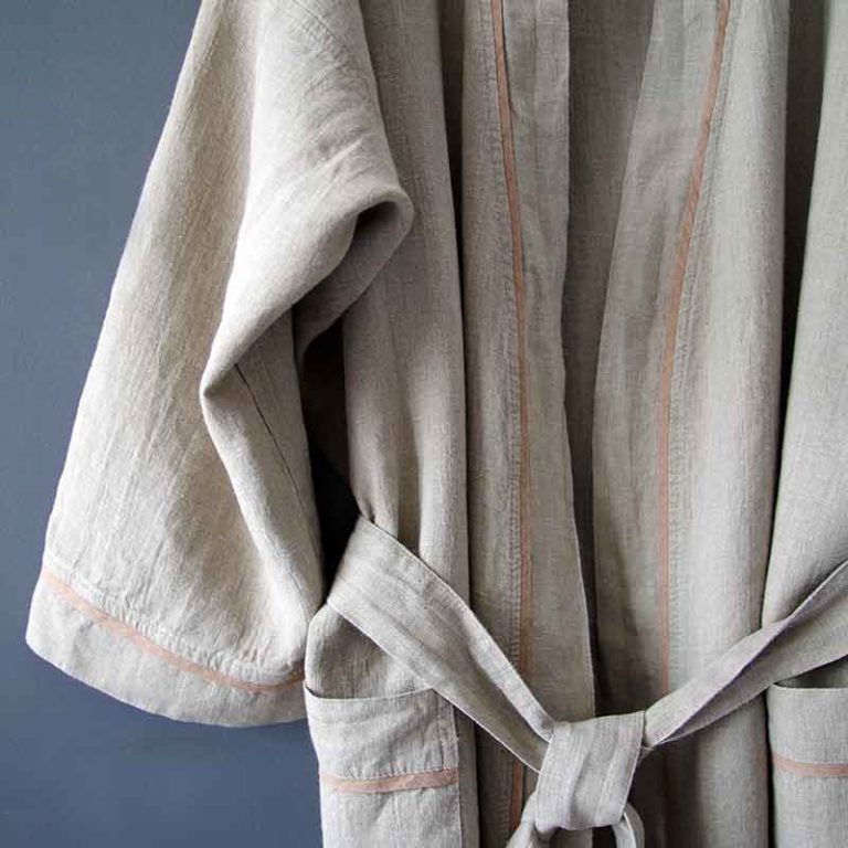 Peignoir pur lin lavé | Jardin d'inspirations - Linge de maison