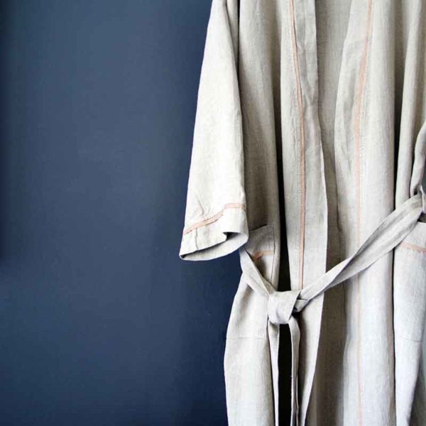 Peignoir femme pur lin lavé | Jardin d'inspirations - Linge de maison